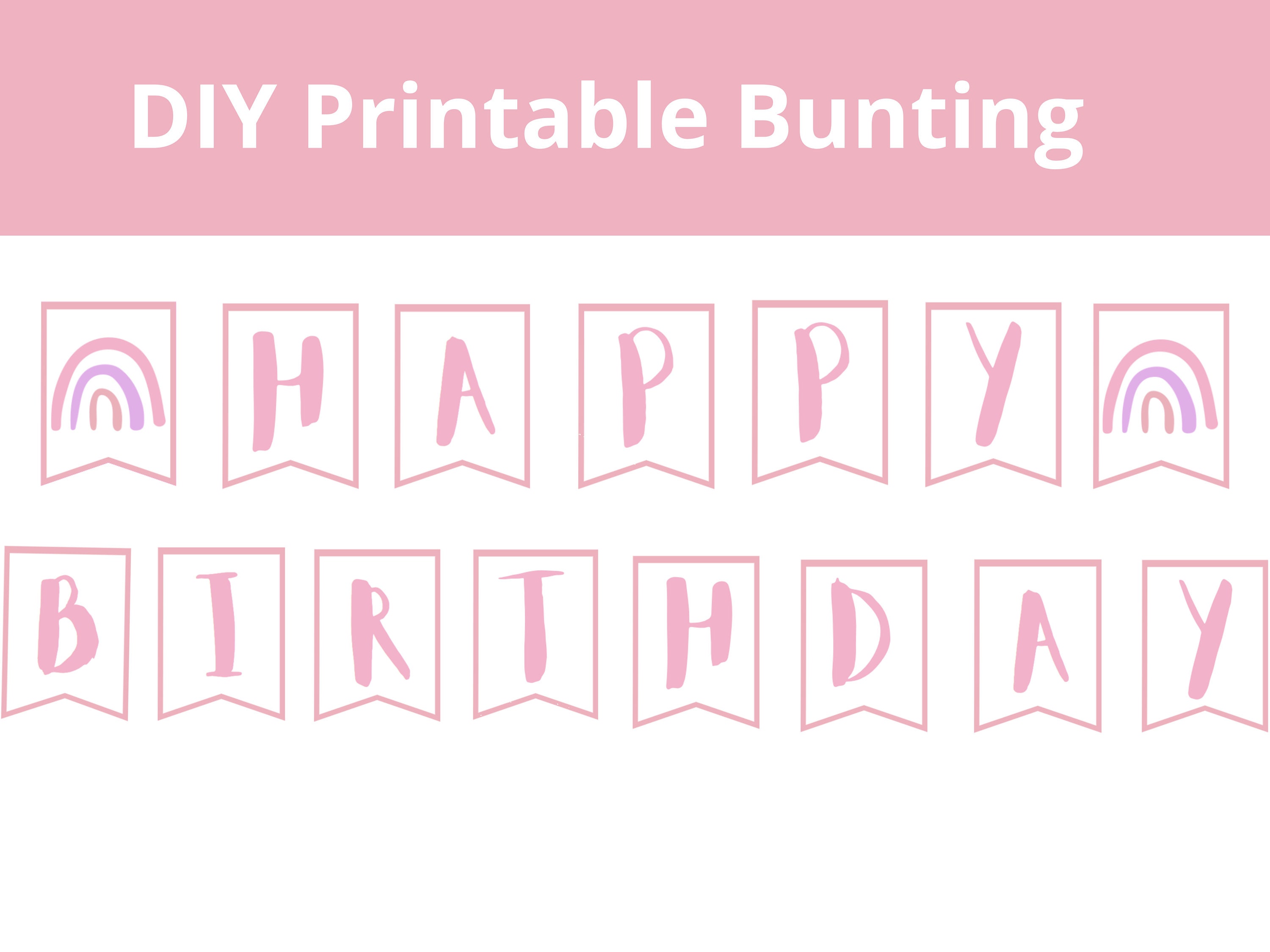 Happy Birthday Bunting Boho Rainbow Printable Banner | Etsy