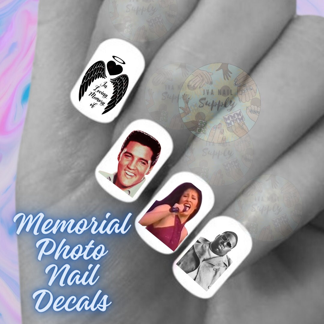 Custom Funeral Memorial Photo Waterslide Nail Decals Rest in Peace ...