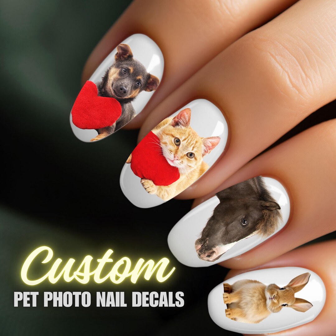 Custom Pet Photo Waterslide Nail Decals | Animal Nail Stickers | Cat or ...