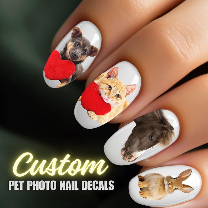 Custom Pet Photo Nail Decals | Personalized Waterslide Nail Stickers ...