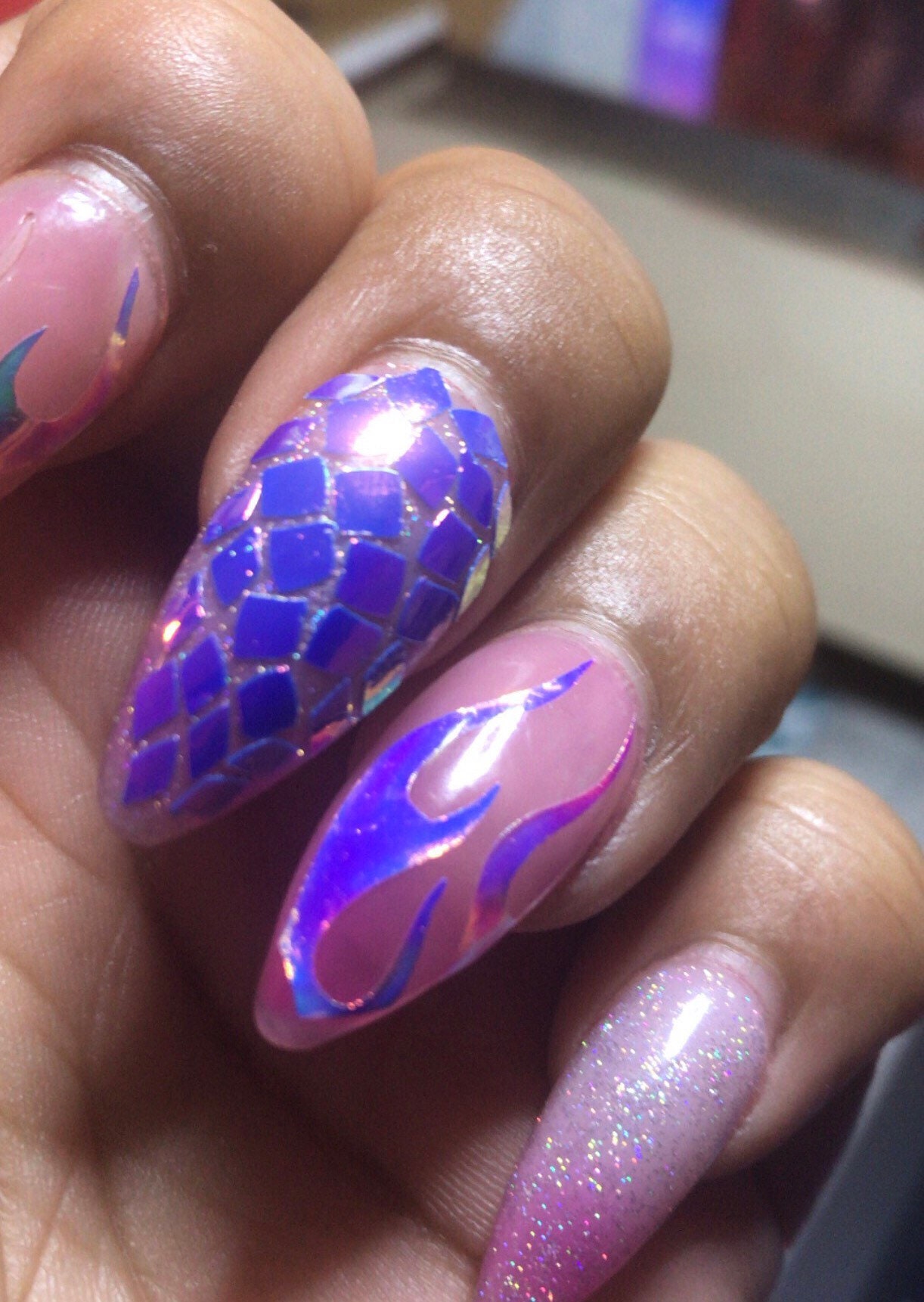 Snake Skin Nail Art Decal Sticker Holographic Art for Nails | Etsy
