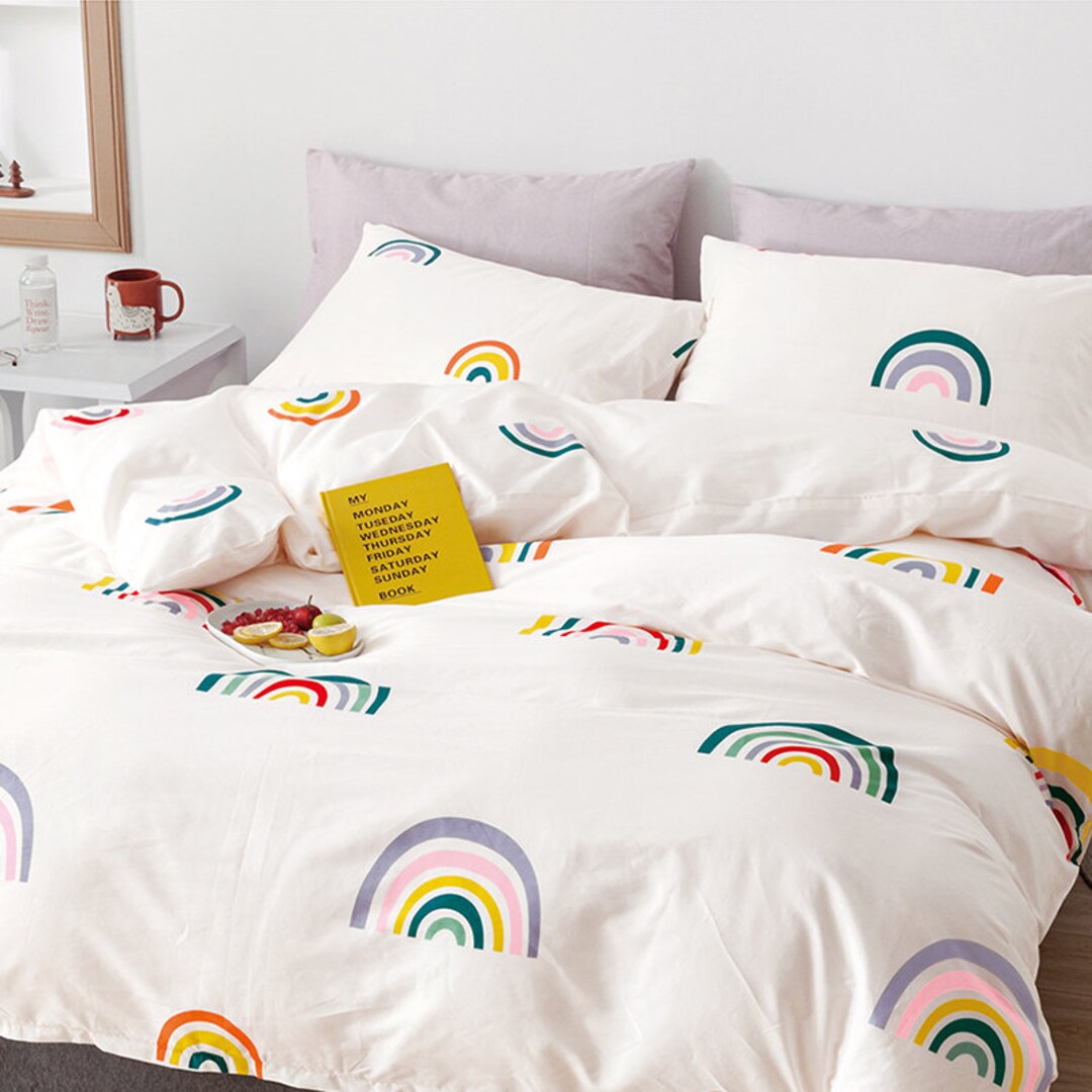 Ministeps Duvet Cover Set With Rainbows for Girls, 100% Cotton ...