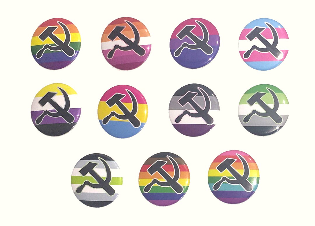 Pin Buttons / LGBT Pride Flag Hammer and Sickle / Leftist / Communist ...