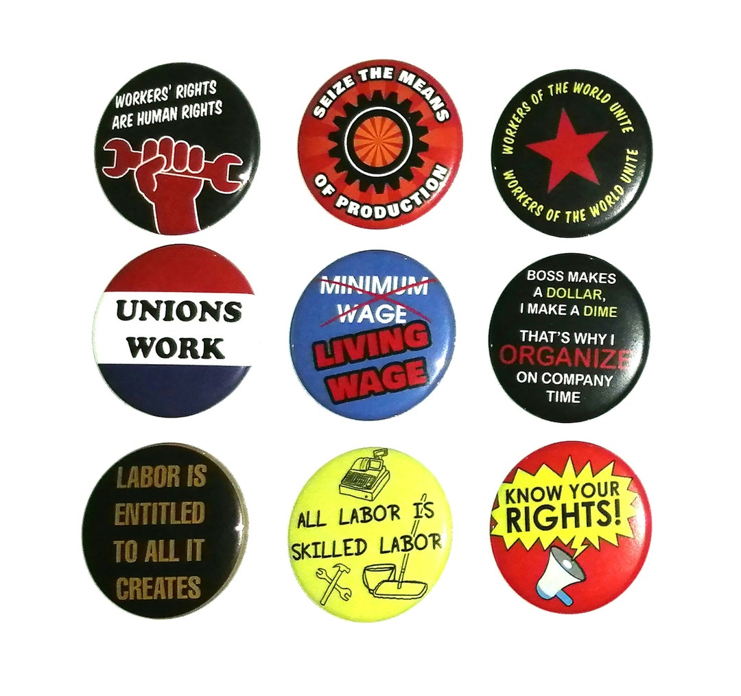WORKERS RIGHTS Pin Button Badge Set / Seize the Means of Production ...