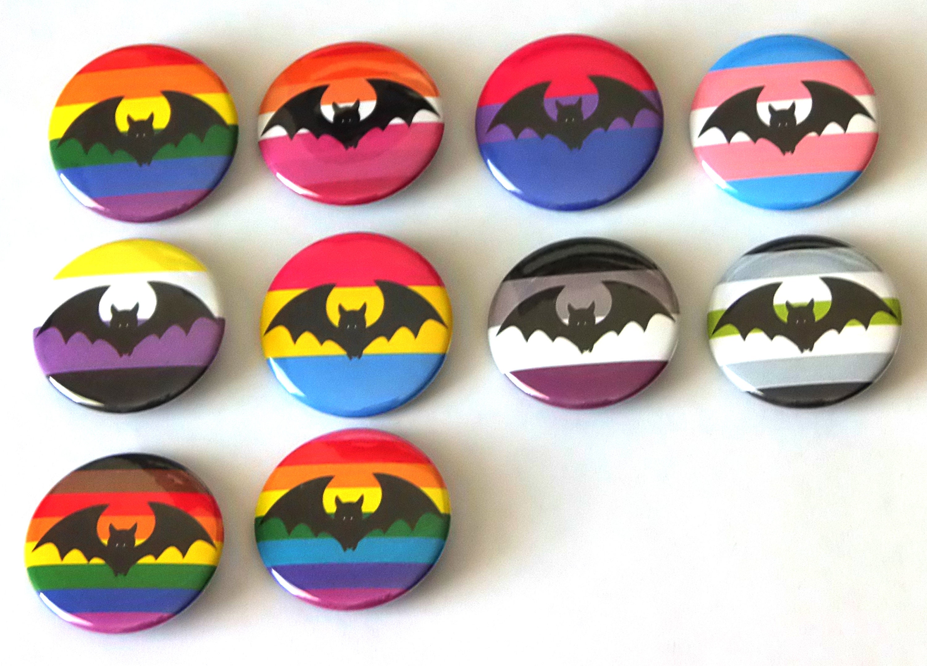 Pin Buttons / LGBT Pride Flag Bats / LGBTQ / Halloween / | Etsy