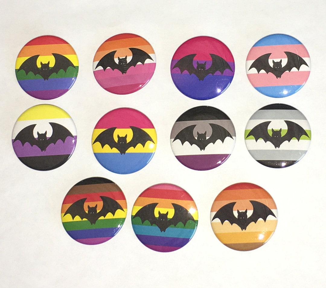Pin Buttons / LGBT Pride Flag Bats / LGBTQ / Halloween / - Etsy