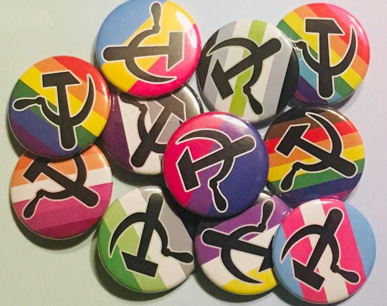 Hammer and Sickle Pride Flag Pin Buttons / Queer LGBTQ Pride / Leftist ...