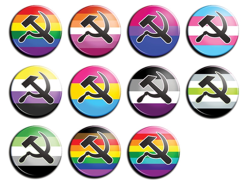 Pin Buttons / LGBT Pride Flag Hammer and Sickle / Leftist / - Etsy
