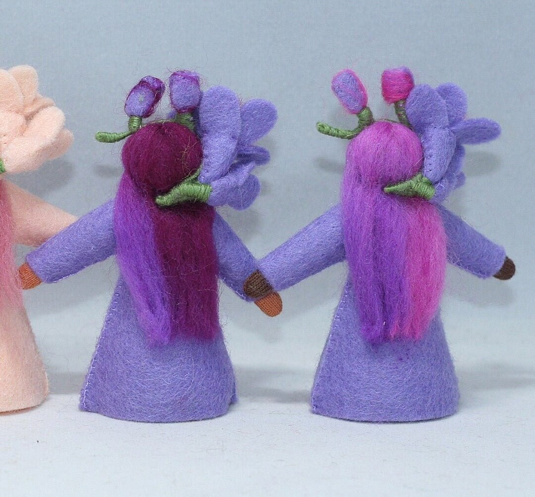 Purple Freesia Flower Fairy Waldorf Doll 3.5, Brown Skin Tone, Handmade ...