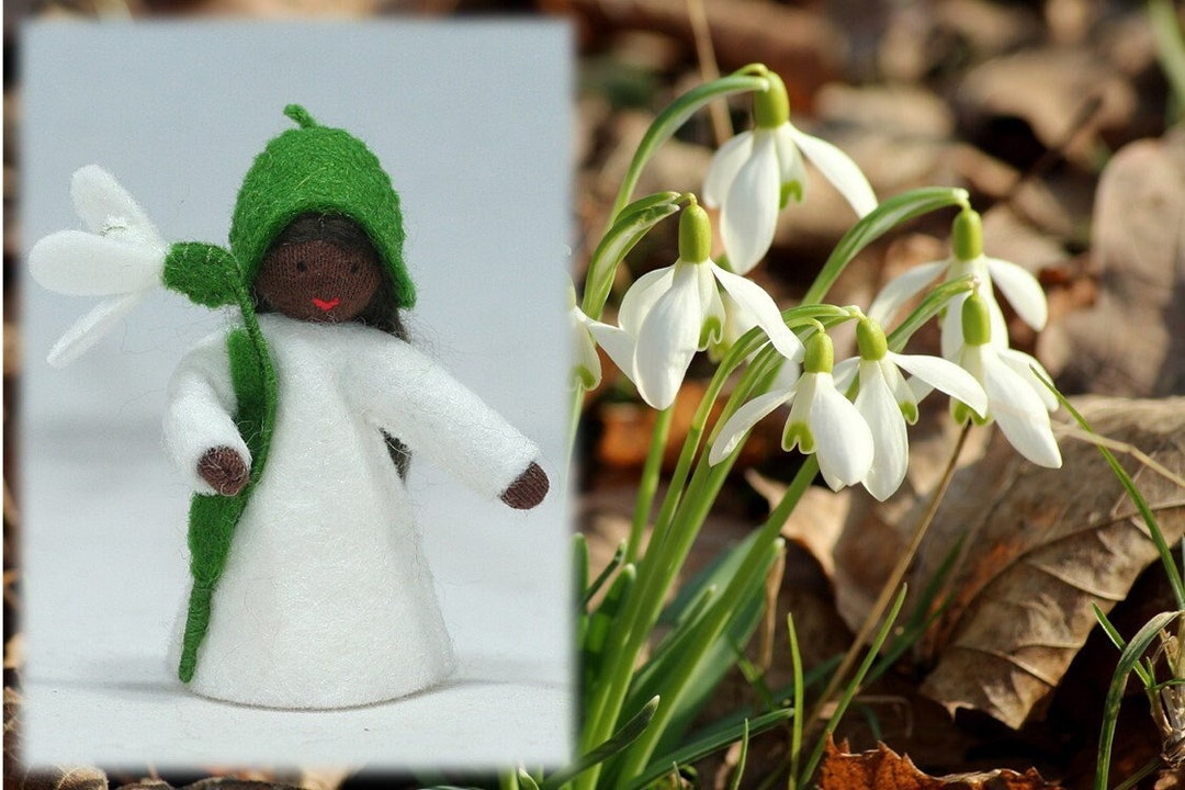 Snowdrop Flower Fairy Waldorf Doll, 3 Inclusive Skin Tones, Handmade ...