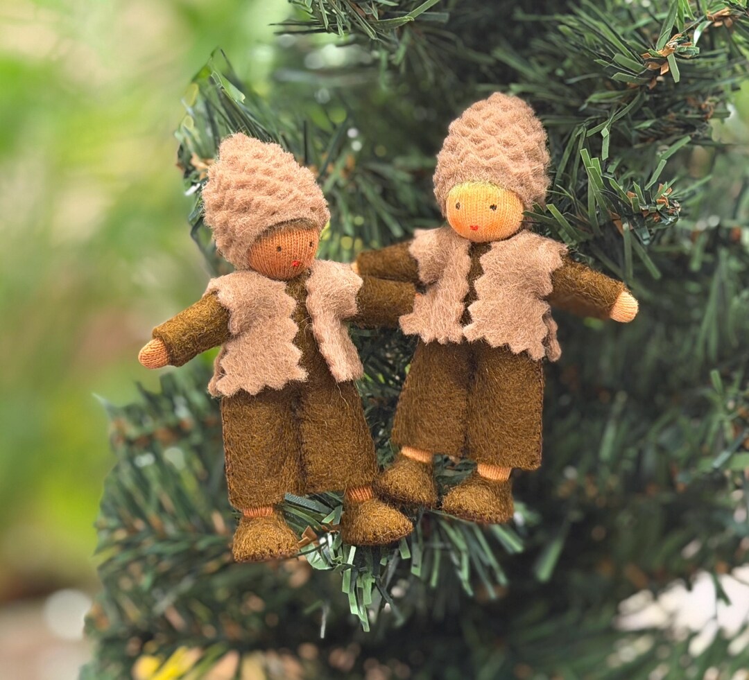Pinecone Kid Flexible Posable Waldorf Wool Felt Dollhouse Doll, Pine ...