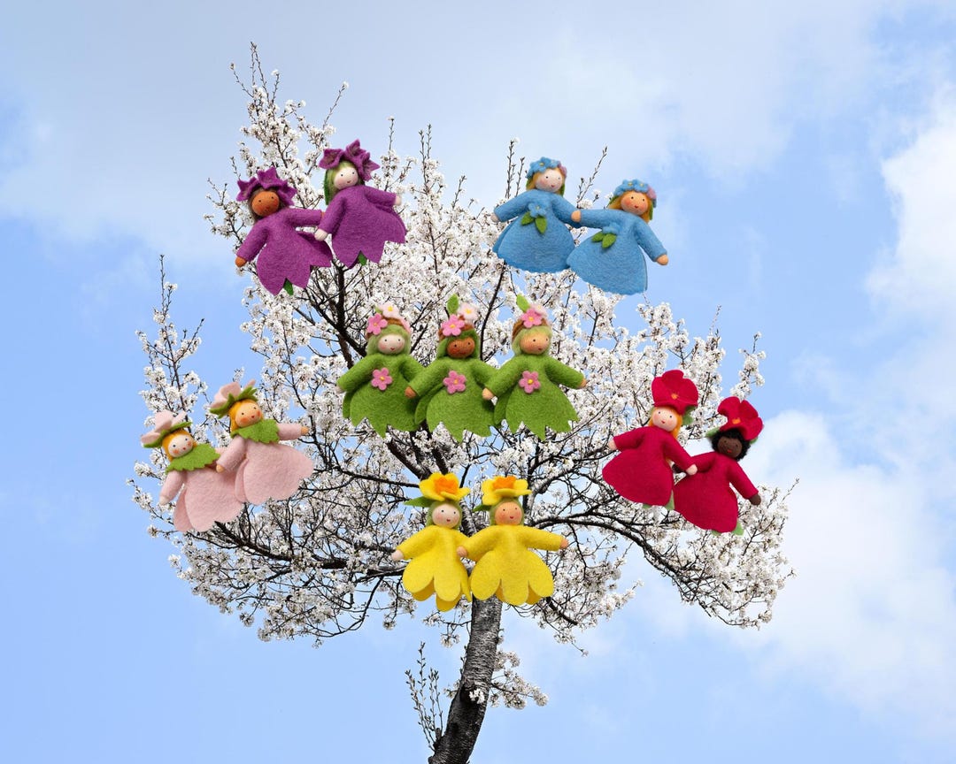 Flower Fairy Waldorf Doll With Flexible Arms & String for Hanging, Wool ...