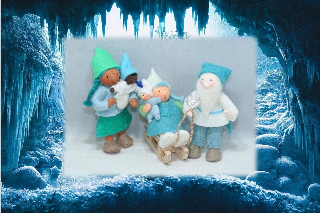 Complete Family of Winter Cave Gnomes Waldorf Dolls in Wool Felt W ...