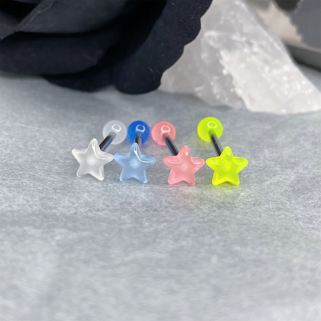 Cute Star Tongue Piercing, Acrylic Tongue Ring, Titanium Steel Tongue ...