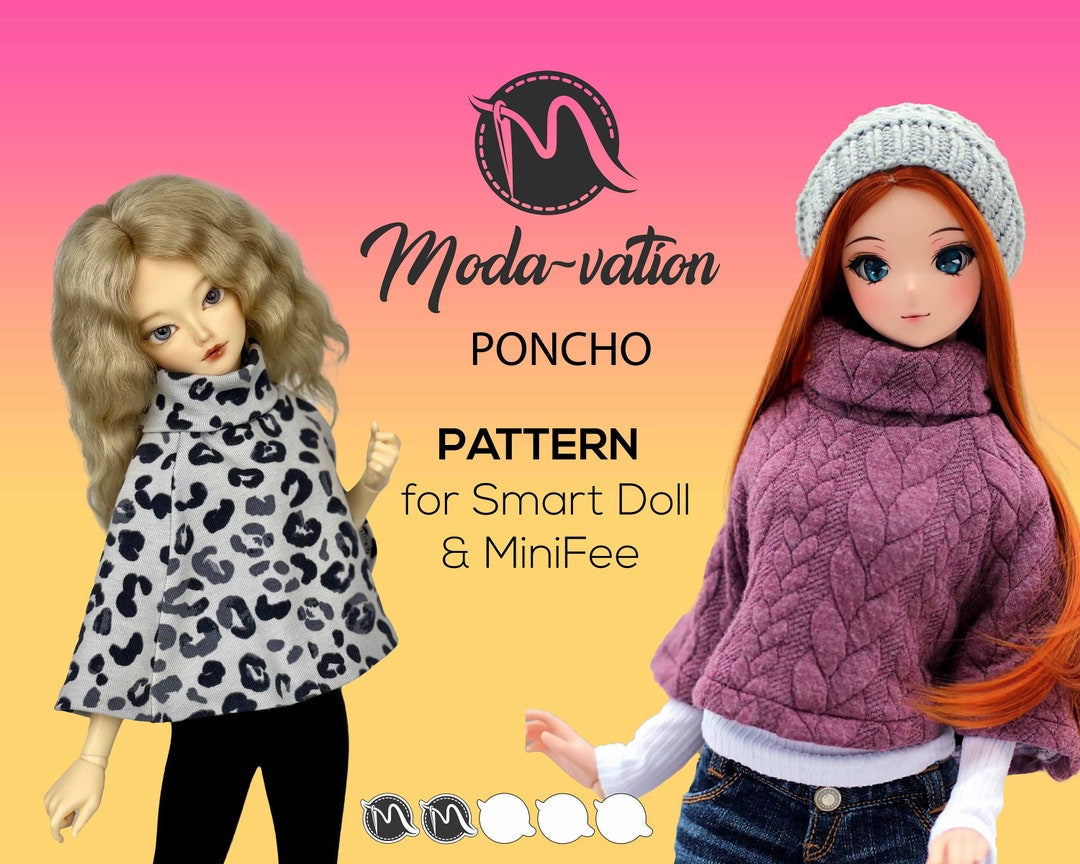 Smart Doll and Minifee Doll Poncho Pattern. PDF File Digital Download. Doll Clothes Patterns Pdf ...
