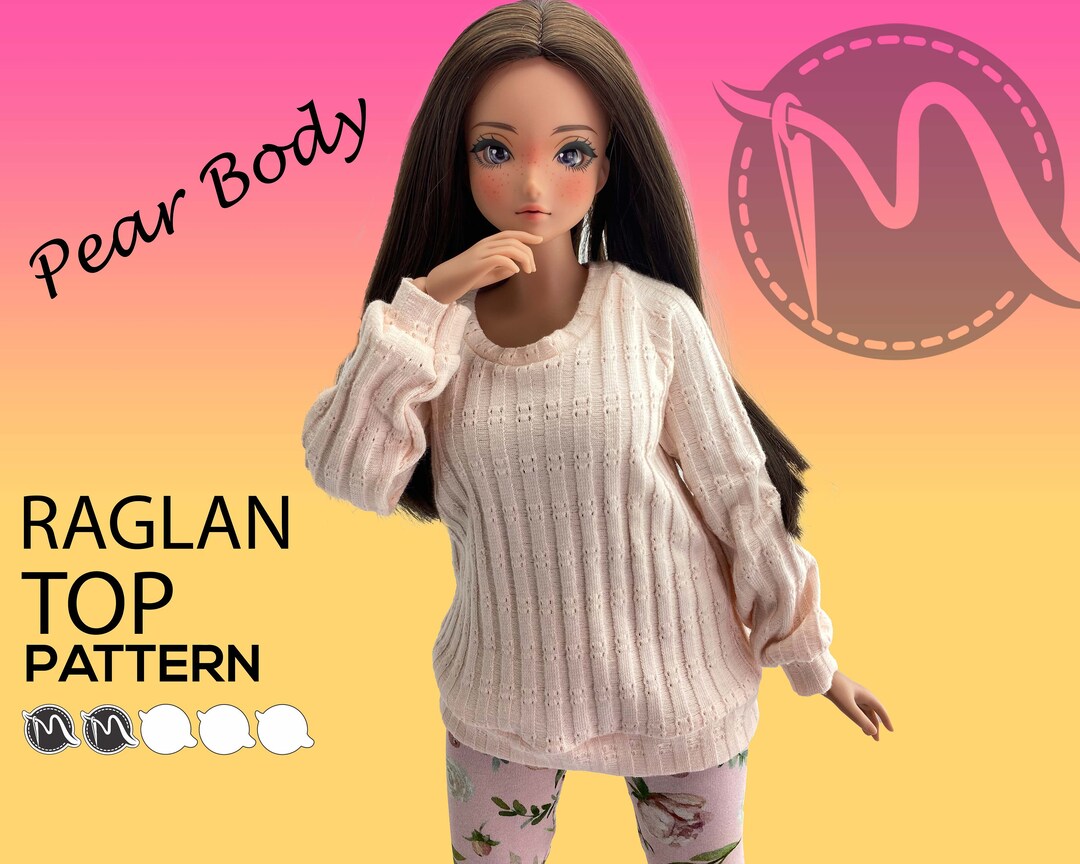 Smart Doll Pear Body PATTERN. Long Sleeve Raglan Top for Smartdoll. PDF ...