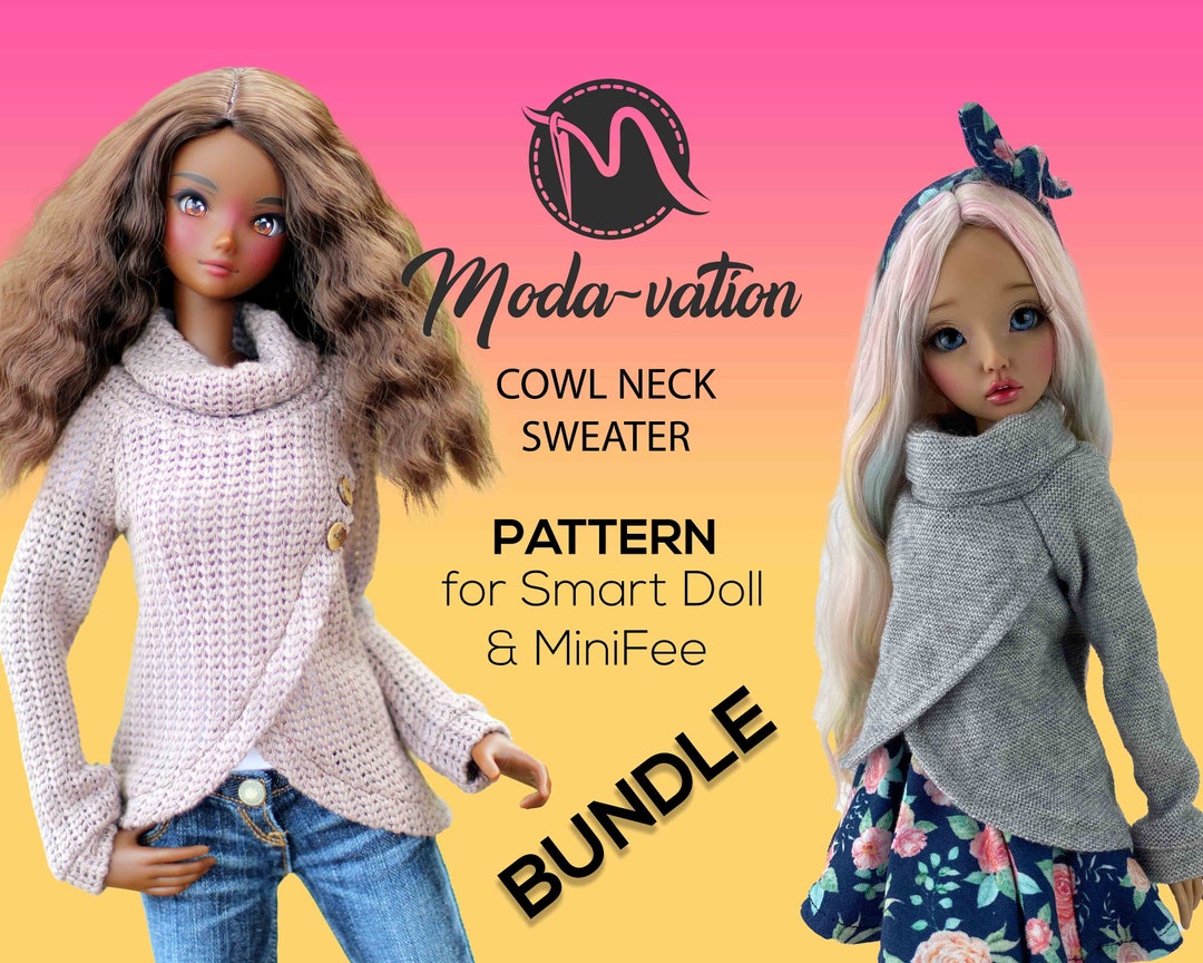 Minifee and Smart Doll Bundle Pattern. Cowl Neck Oversized Sweater for ...