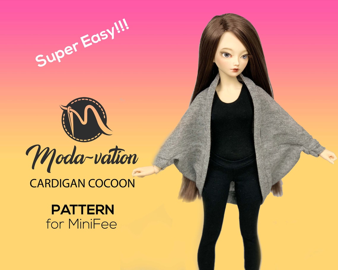 Minifee Doll Clothes Cardigan Shrug Pattern Minifee Cocoon - Etsy
