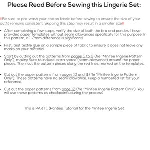 Minifee Doll Lingerie Set Pattern With Lining. Digital Download, Doll Clothes Patterns Pdf ...