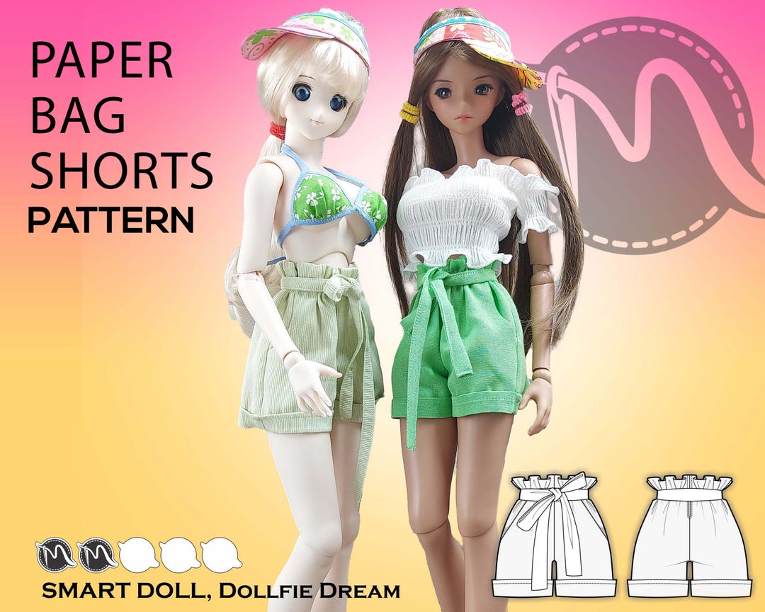 Paper Bag Shorts Pattern for Smart Doll and Dollfie Dream. Step-by-step ...