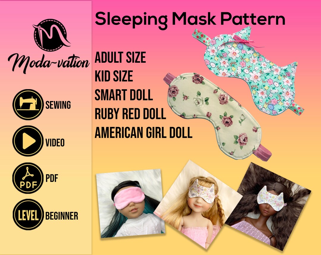 Sleeping Mask Pattern. SPA Mask Pattern for Adults, Kids and Dolls ...