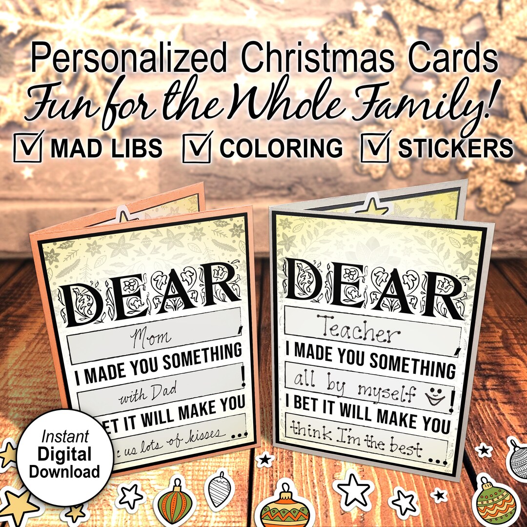 Full Color AND Color-your-own Stickers Digital Christmas Card Making ...