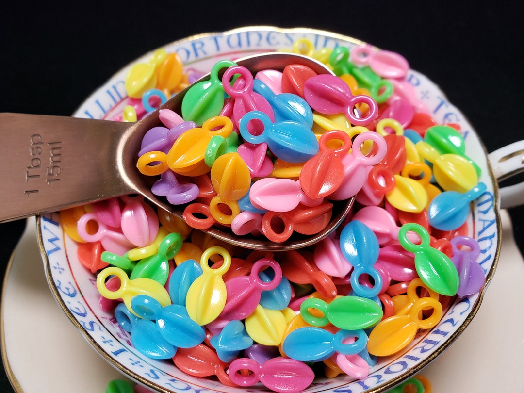 40 Vintage Plastic Drop Charms One Heaping Tablespoon Tiny Colorful ...