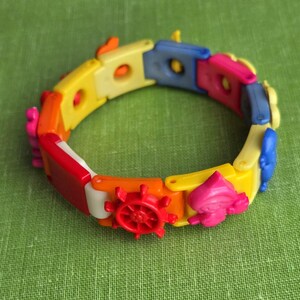 Vintage Plastic Charm Bracelet 80s Snap Bell Charm Link Bracelet - Etsy