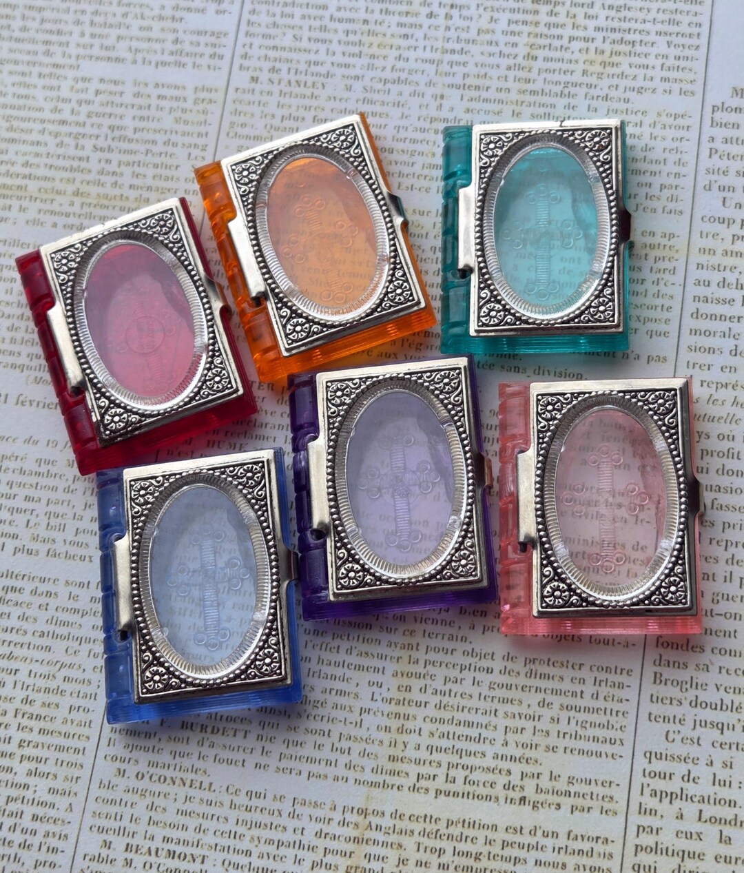 6 Vintage Mini Religious Book Containers Plastic Metal Holy Cases ...