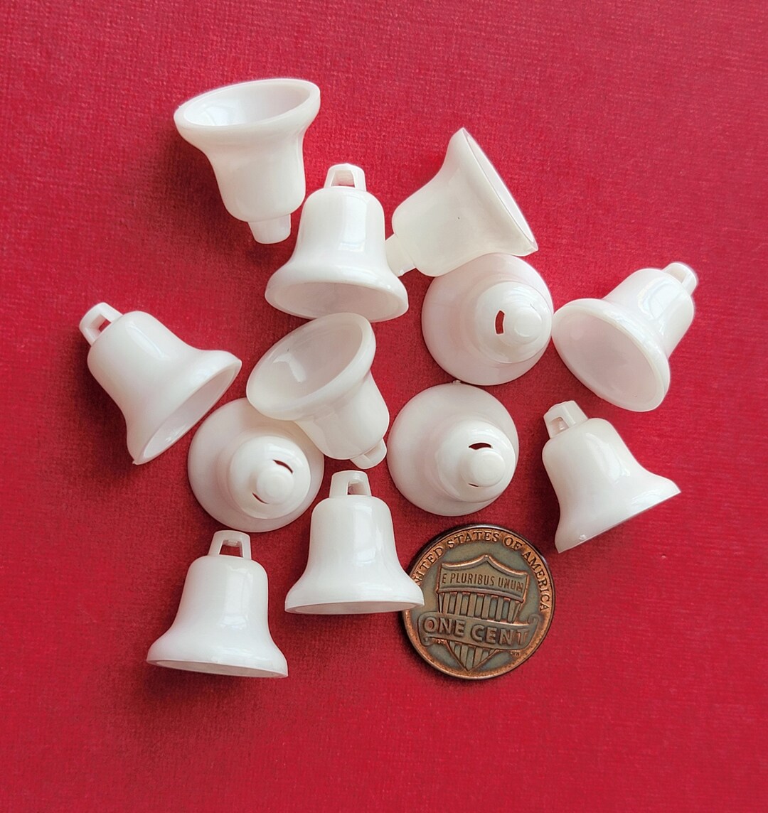 12 Vintage Miniature Plastic White Bells DIY Sugar Bells Crafting Mini ...