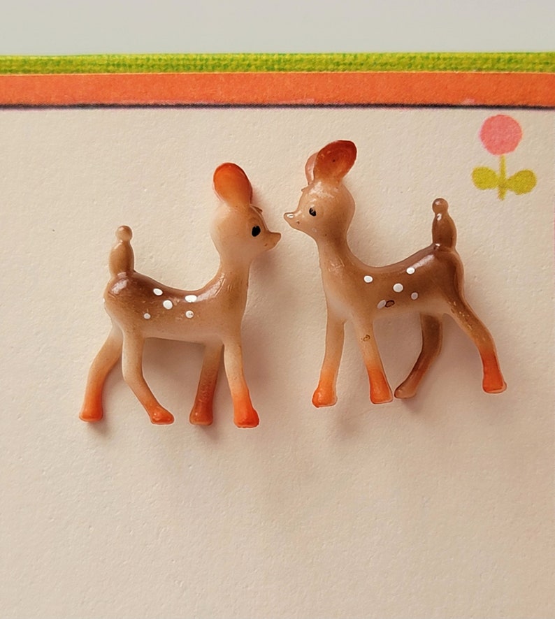 2 Vintage Miniature Plastic Deer Tiny Adorable Fawn Figures - Etsy