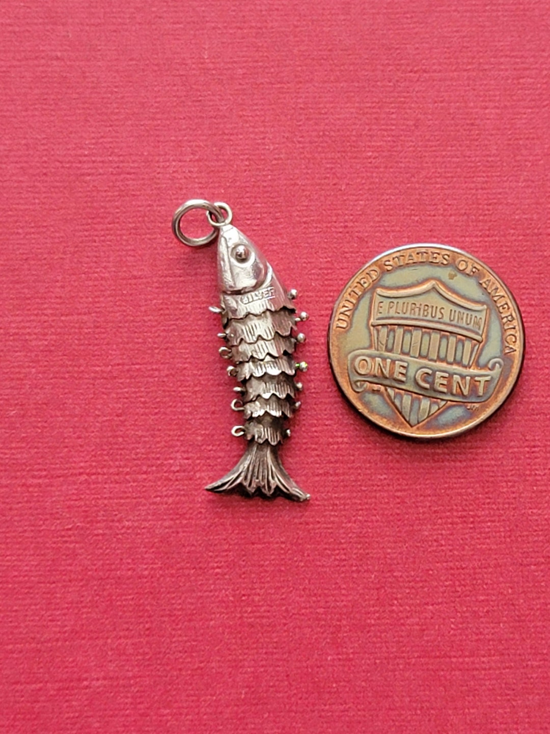 Vintage Sterling Silver Articulated Fish Charm 29mm - Etsy