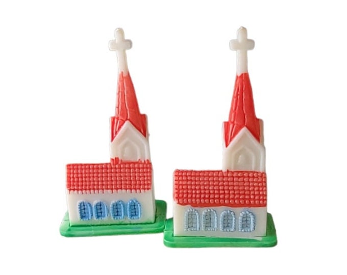 2 Vintage Miniature Plastic Churches - Mini Church Steeples - Etsy