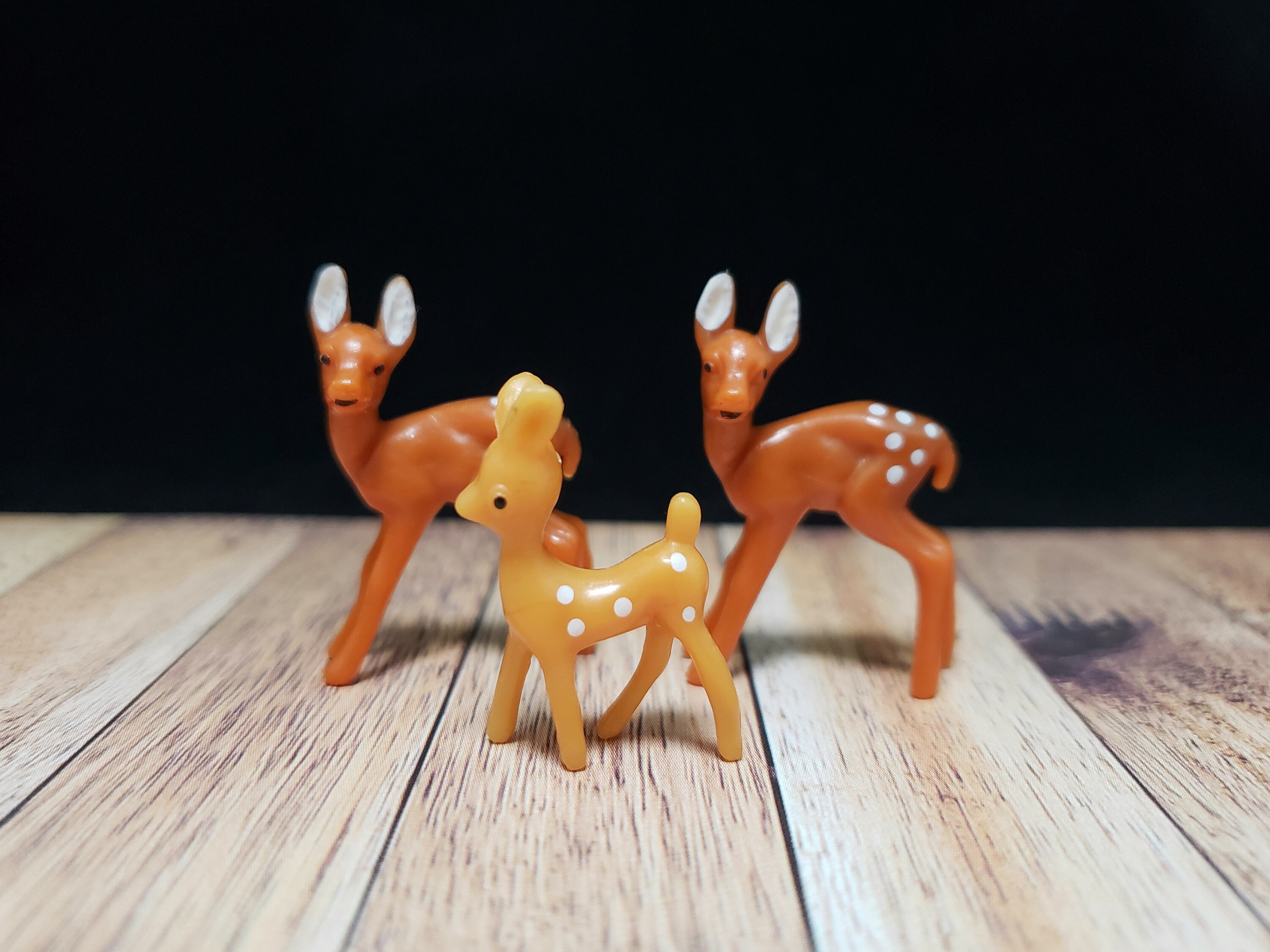 3 Miniature Plastic Deer Retro Deer Trio - Etsy