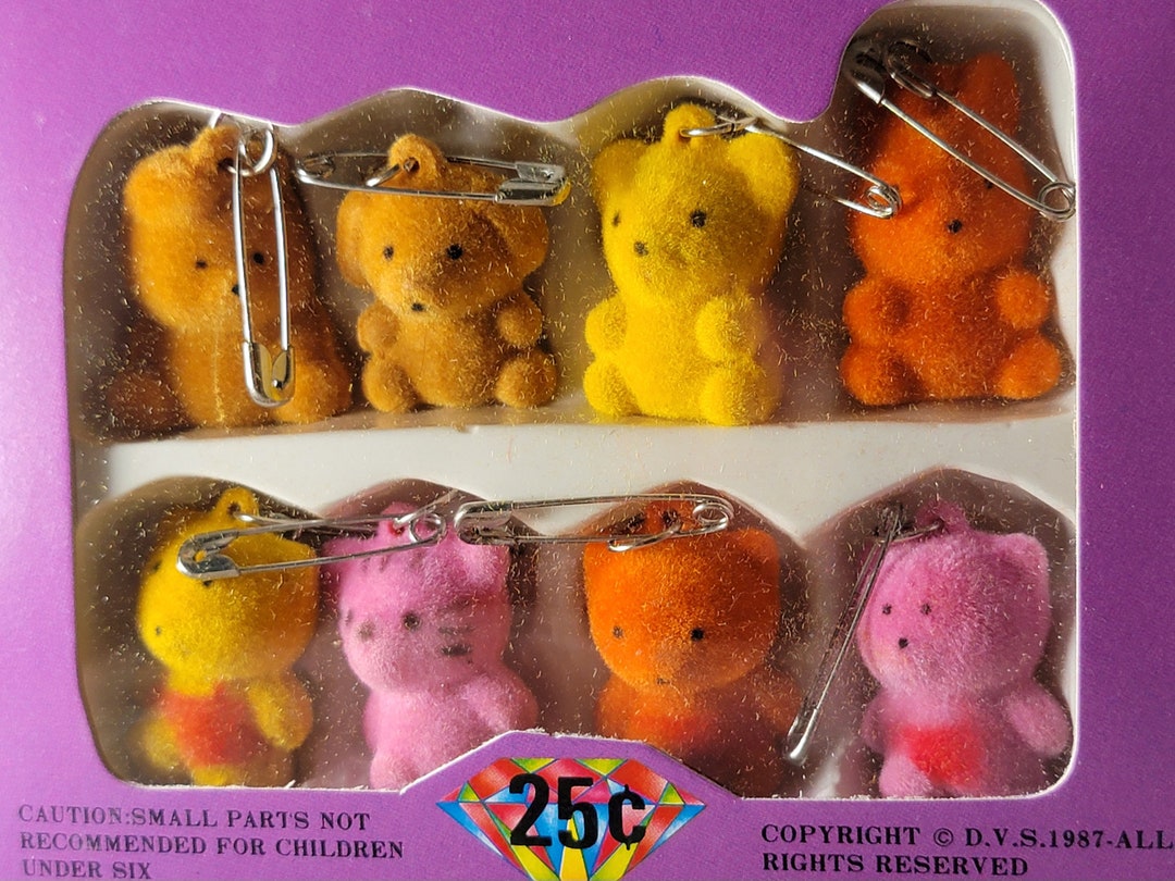 Vintage Flocked Animal Pins Miniature Flocked Charms 1987 - Etsy