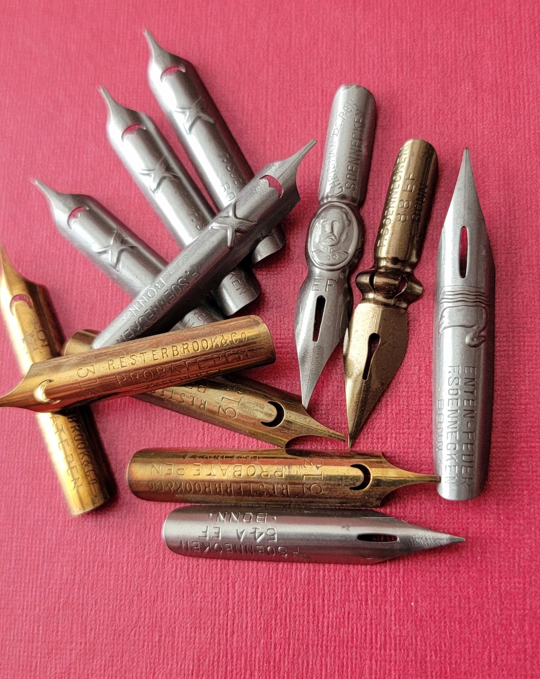 12 Vintage Pen Nibs Old Nib Assortment Metal Nibs Industrial Assemblage ...