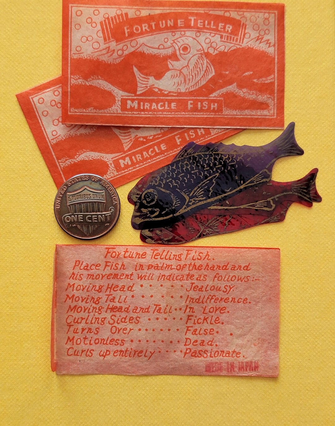 3 Vintage Fortune Teller Miracle Fish in Tissue Envelopes the Original ...