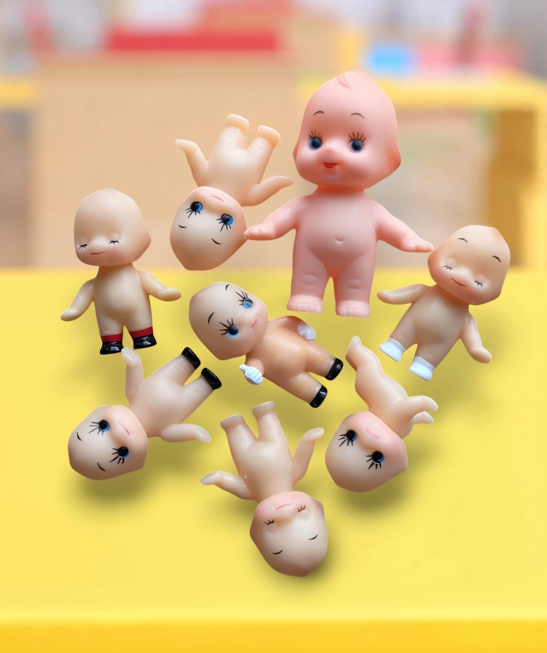 8 Mini Kewpie Dolls Retro Plastic Babies Hard Rubber Miniature Cupie ...