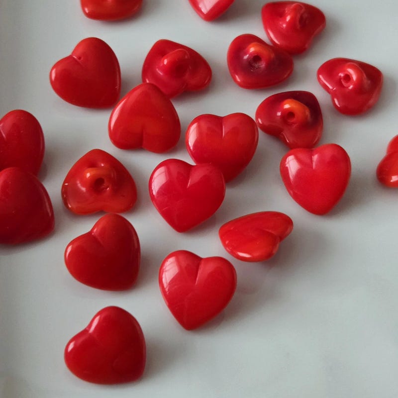 Red Glass Heart Buttons - Etsy