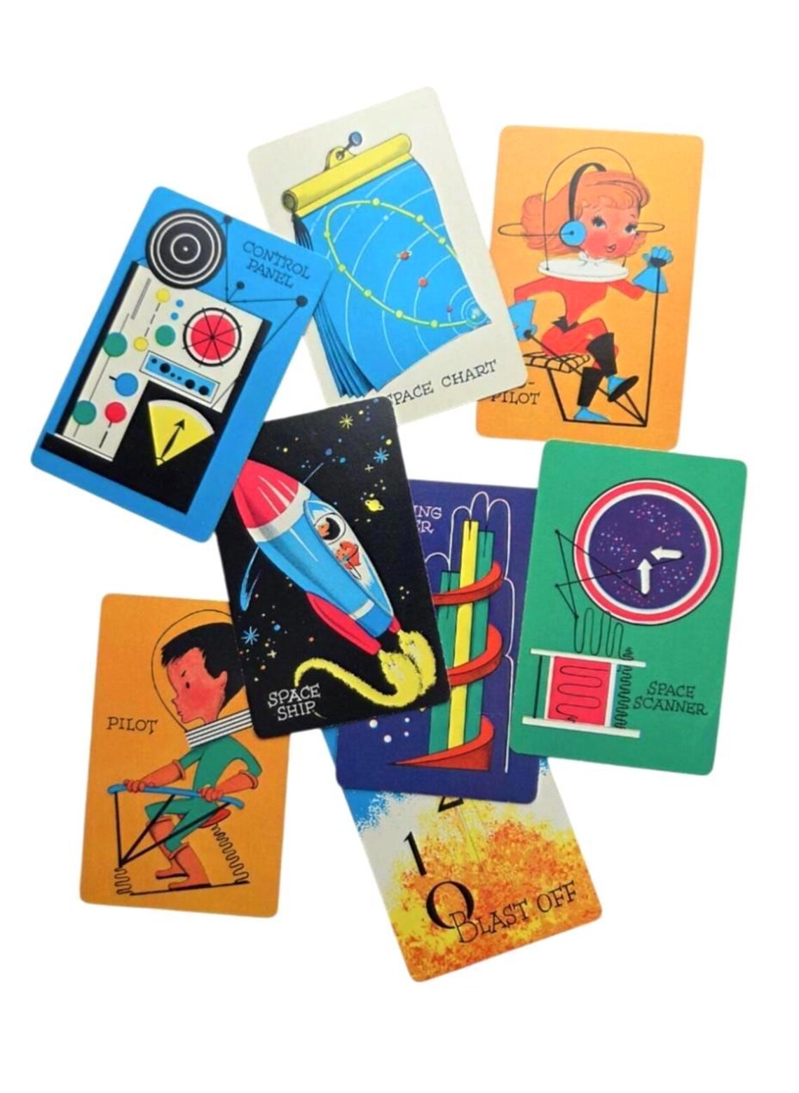 8 Vintage Swap Cards Space-o 50's Game (8pcs) Collage Scrapbook Art ...