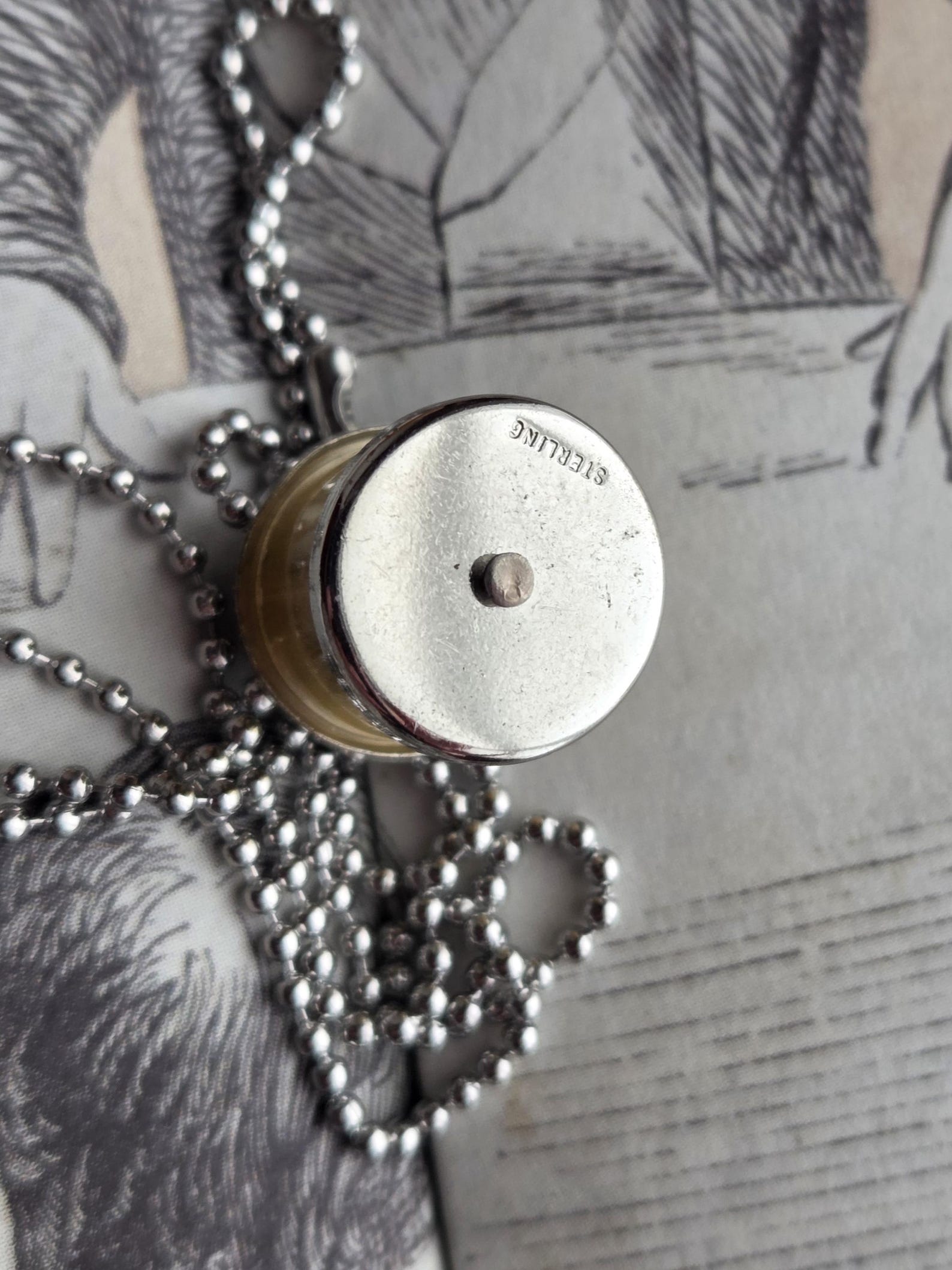 Vintage Sterling Silver Dice in Capsule Charm on Skinny Ball Chain ...