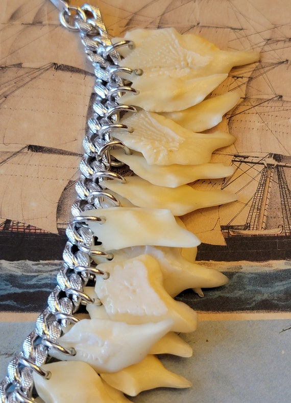 Vintage Alligator Gar Scale Charm Bracelet - Gem