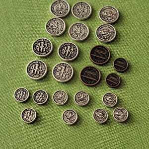 23 Miniature Metal Coins Tiny Doll Money Coins Crafting Jewelry Making ...