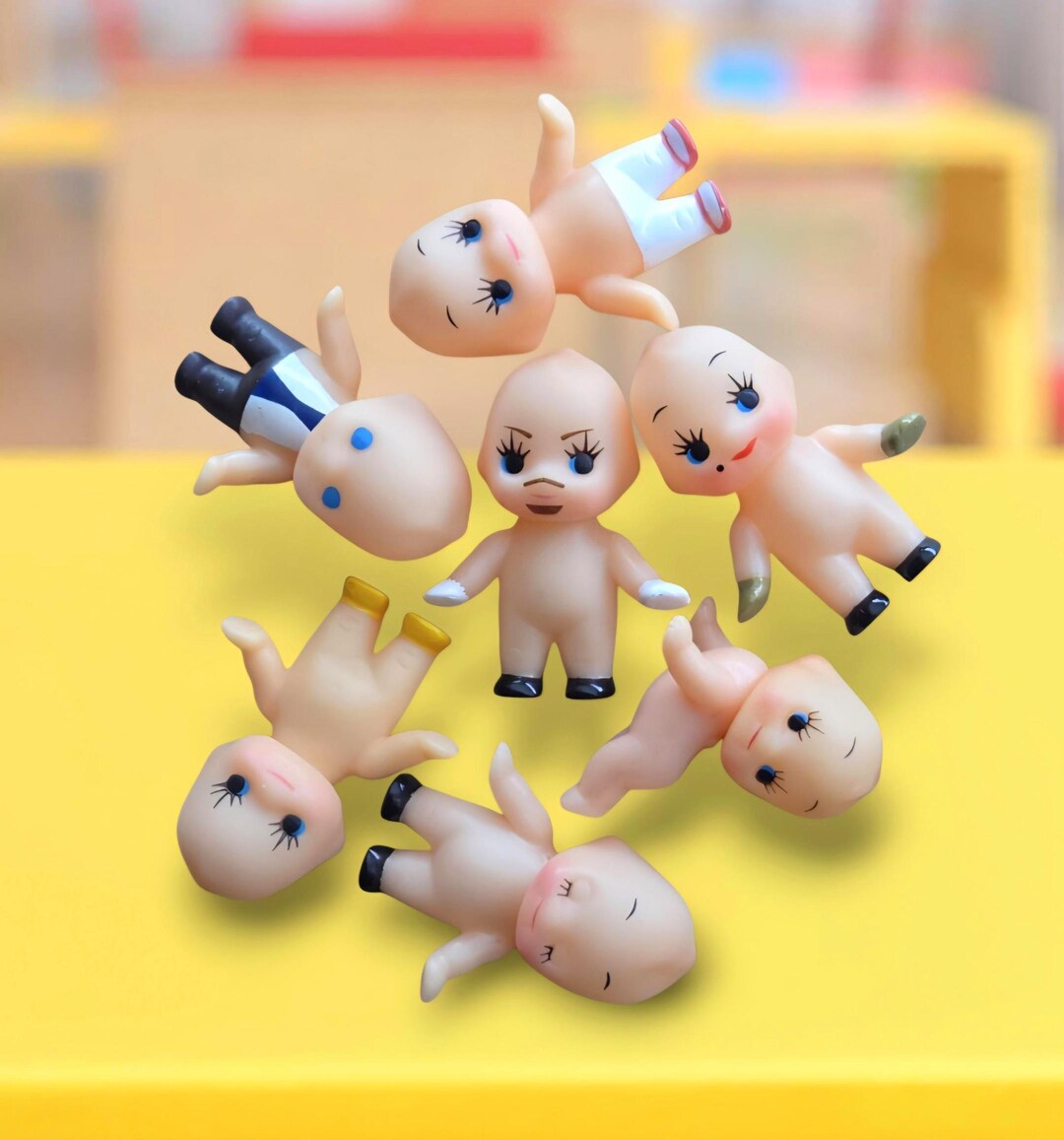 7 Mini Kewpie Dolls Retro Plastic Babies Hard Rubber Miniature Cupie ...