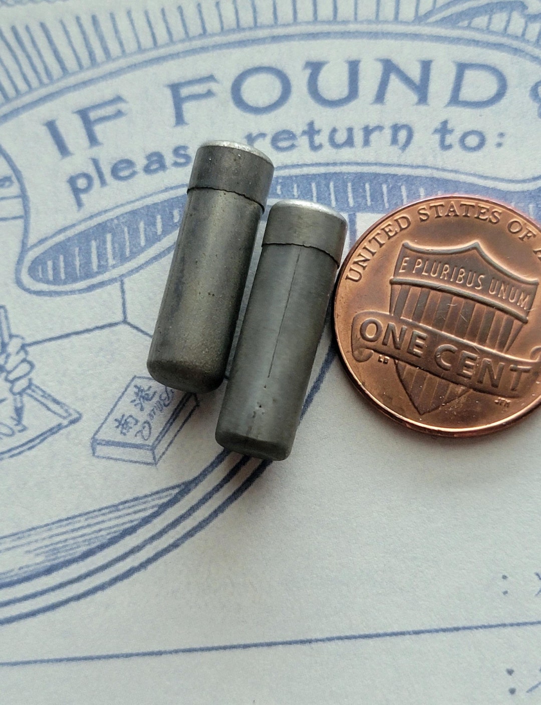 2 Tiny Vintage Pencil Lead Metal Capsules School Office Supply Sundries ...