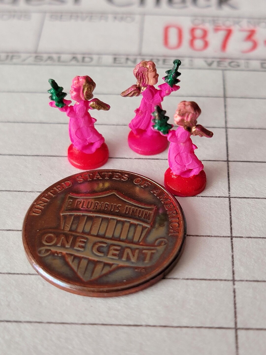 3 Vintage Teeny Tiny Plastic Angels Holding Trees Micro Christmas ...