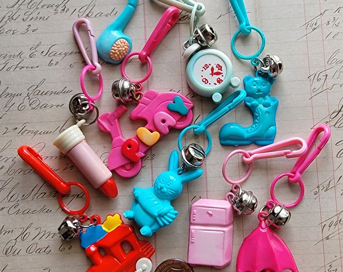 9 Vintage Bell Charms 80s Plastic Bell Charm Lot - Etsy