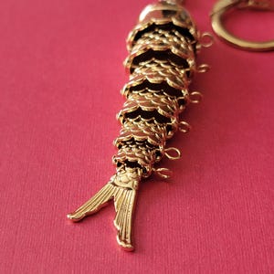 Articulated Goldtone Fish Keychain Large Sturdy Jointed Retro Wiggle ...