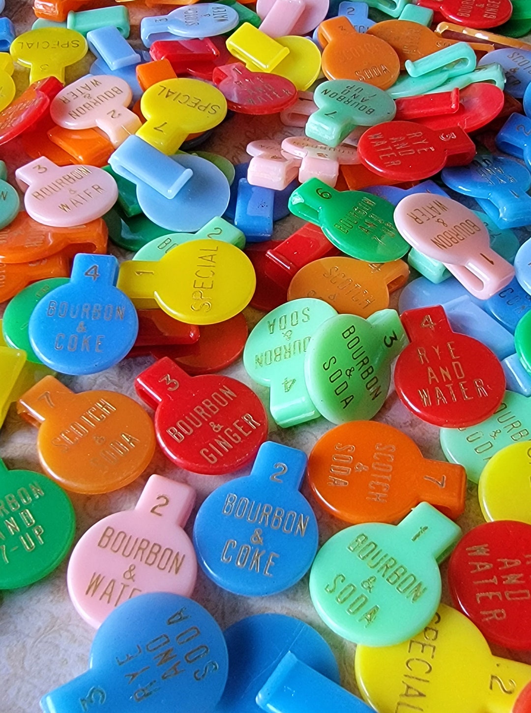 12 Vintage Plastic Cocktail Markers 12pcs Bourbon Scotch Clip Drink ...