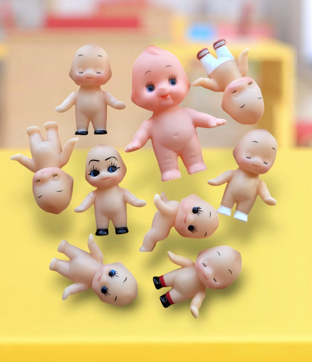 9 Mini Kewpie Dolls Retro Plastic Babies Hard Rubber Miniature Cupie ...